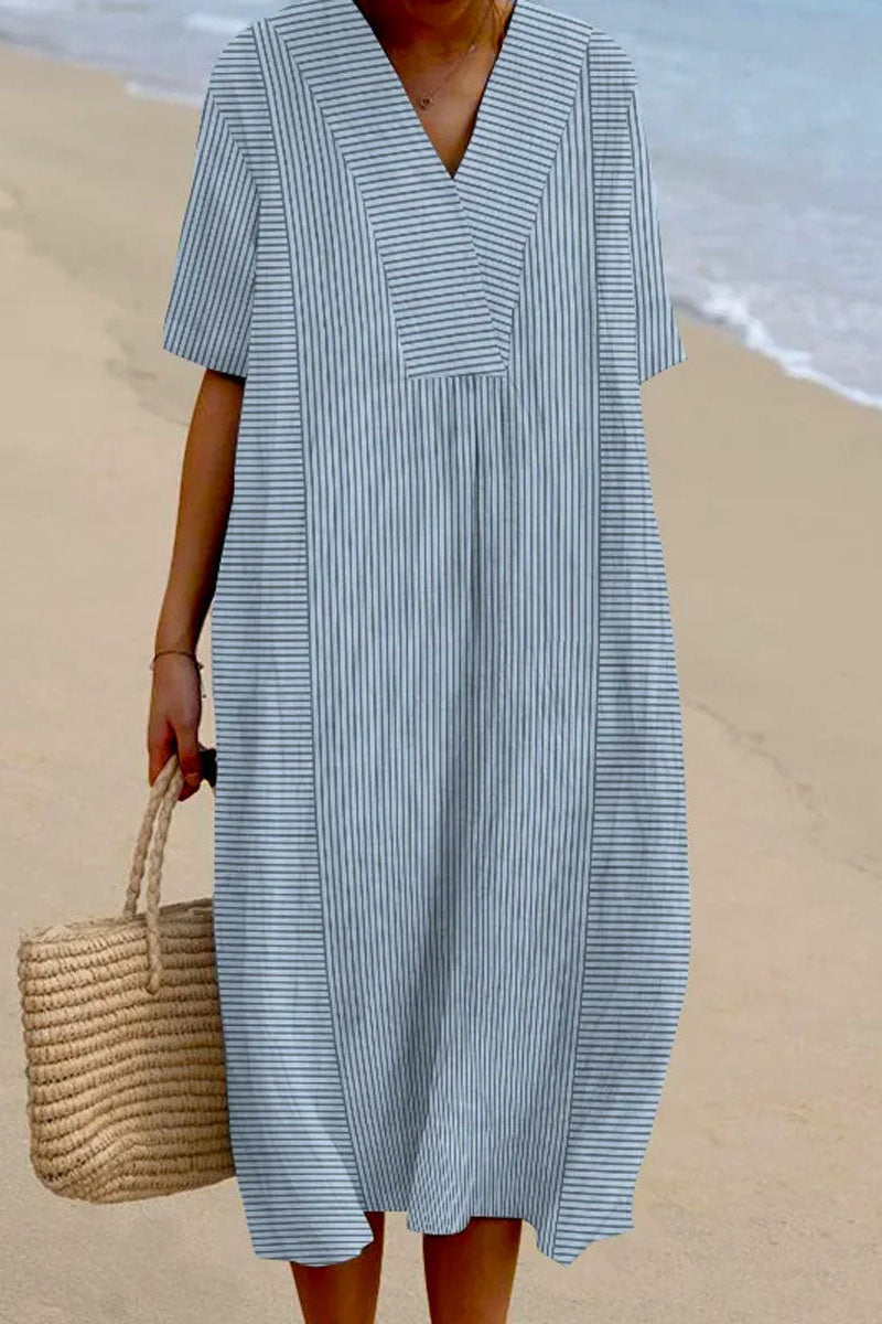 Women's Geometric Line Pattern Art Print Flowy Dress – Elise-Mimosa