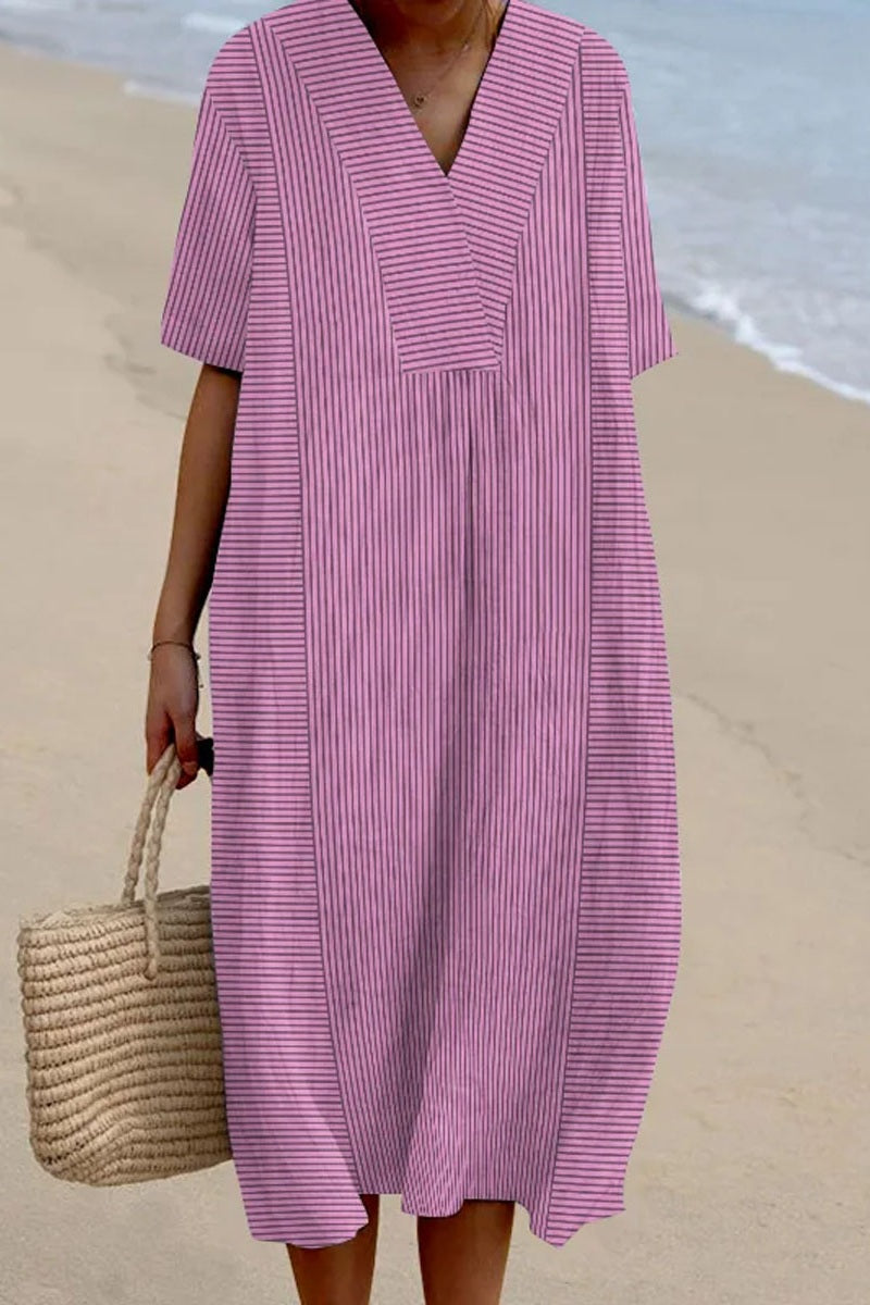 Women's Geometric Line Pattern Art Print Flowy Dress – Elise-Mimosa