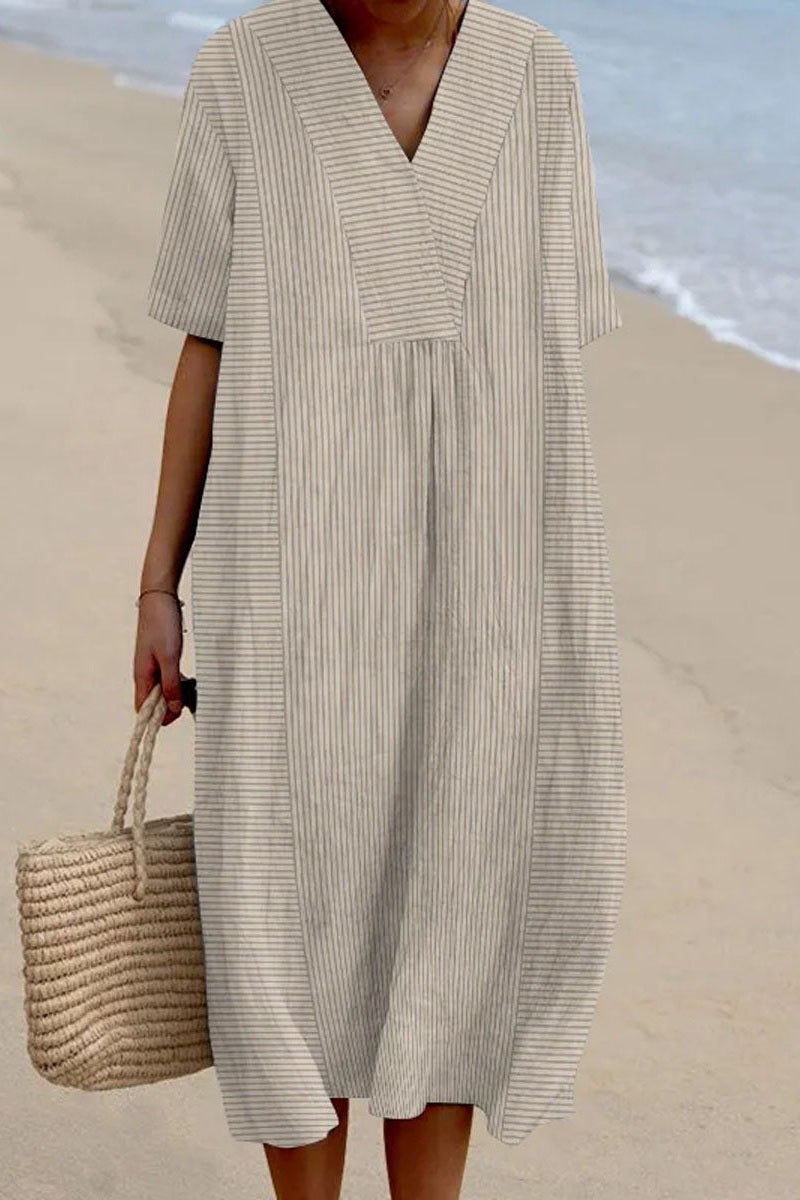 Women's Geometric Line Pattern Art Print Flowy Dress – Elise-Mimosa